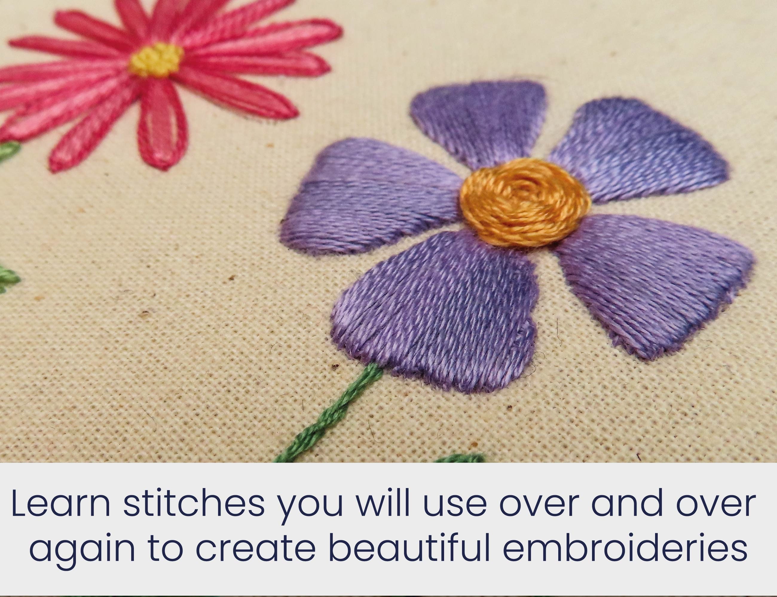 Floral Embroidery Pattern With Instructions, PDF Instant Digital ...
