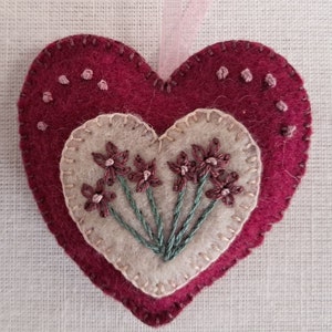 Embroidered Felt Heart Ornament Pattern, PDF Digital Download, Suitable ...