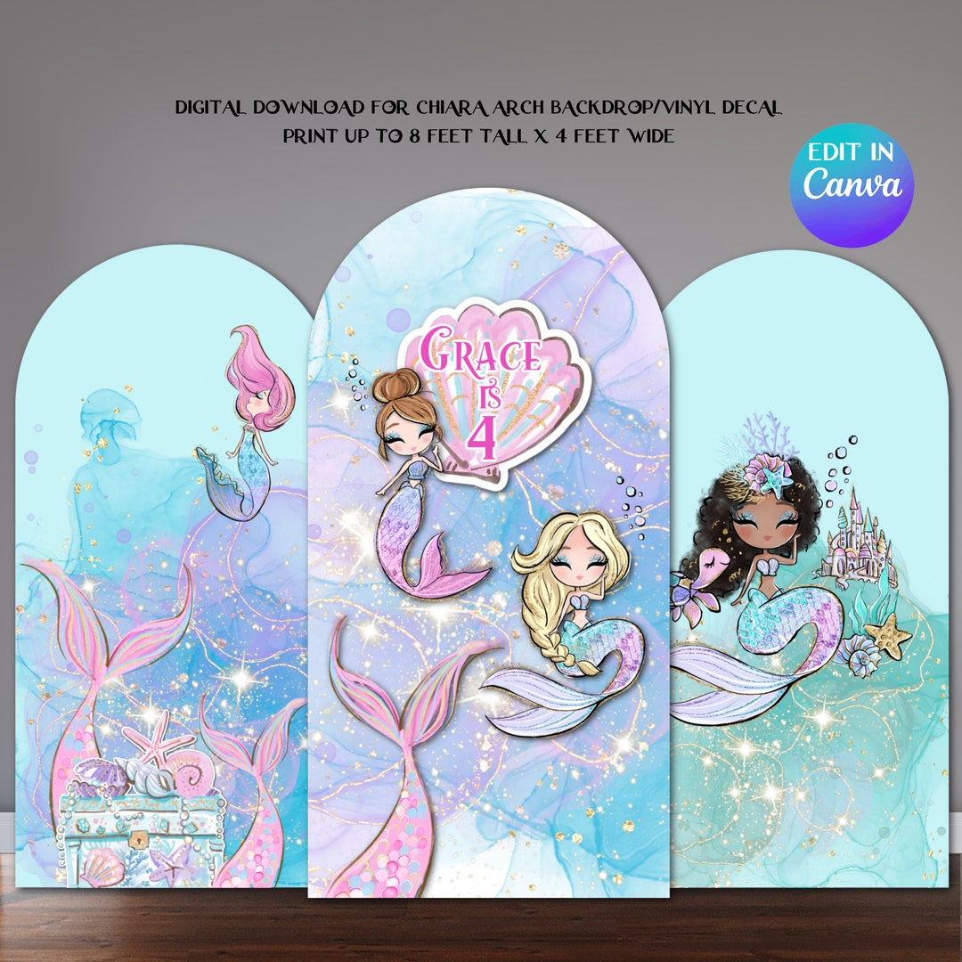 Personalized Digital Download Mermaid Chiara Arch for DIY Backdrop or ...