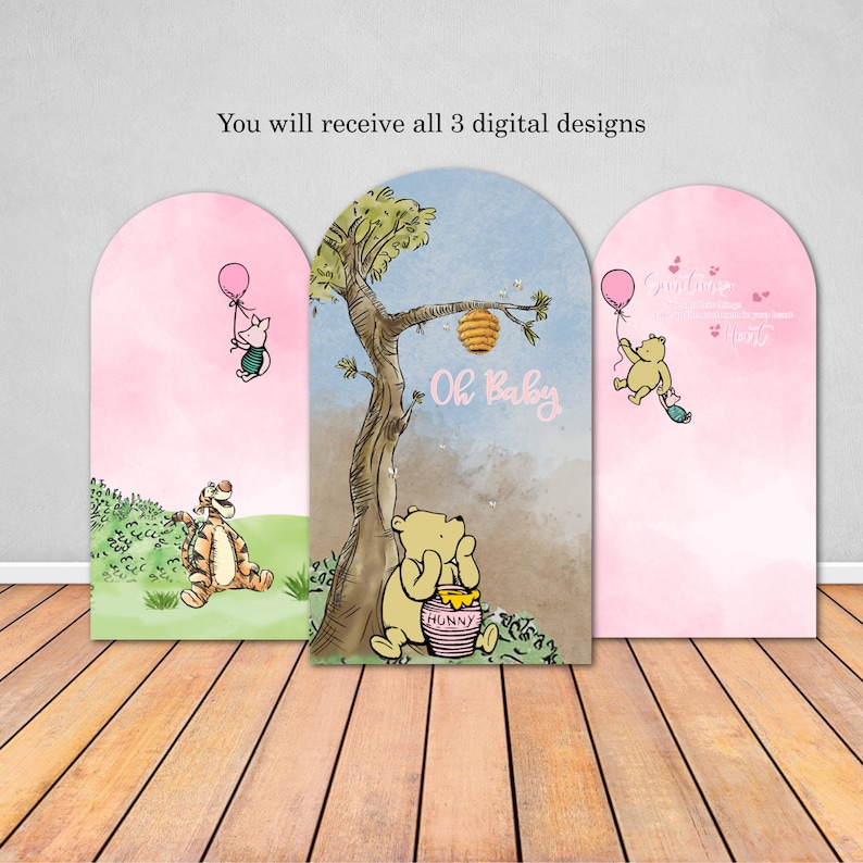 Classic Pink Winnie the Pooh Baby Shower Chiara Arch Instant - Etsy