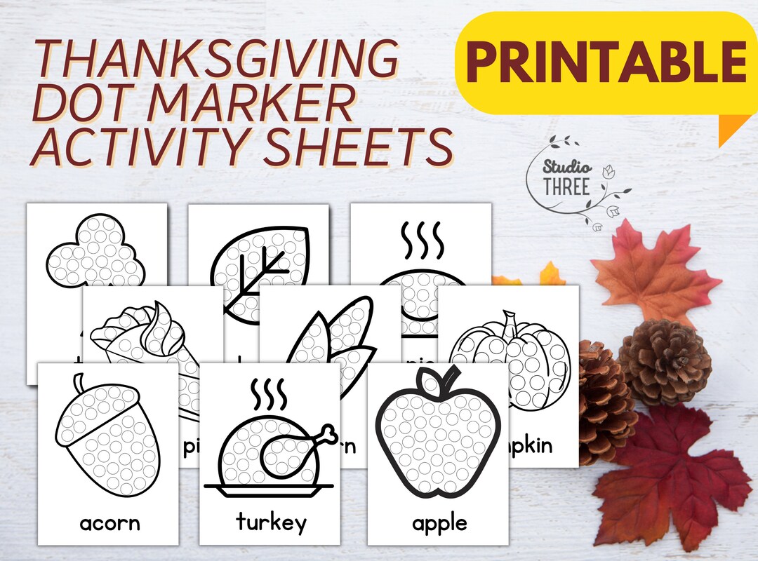 Thanksgiving Dot Marker Activity Sheets - Preschool - Fine Motor Skills ...