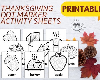 Thanksgiving Dot Marker Coloring Pages Thanksgiving PDF - Etsy