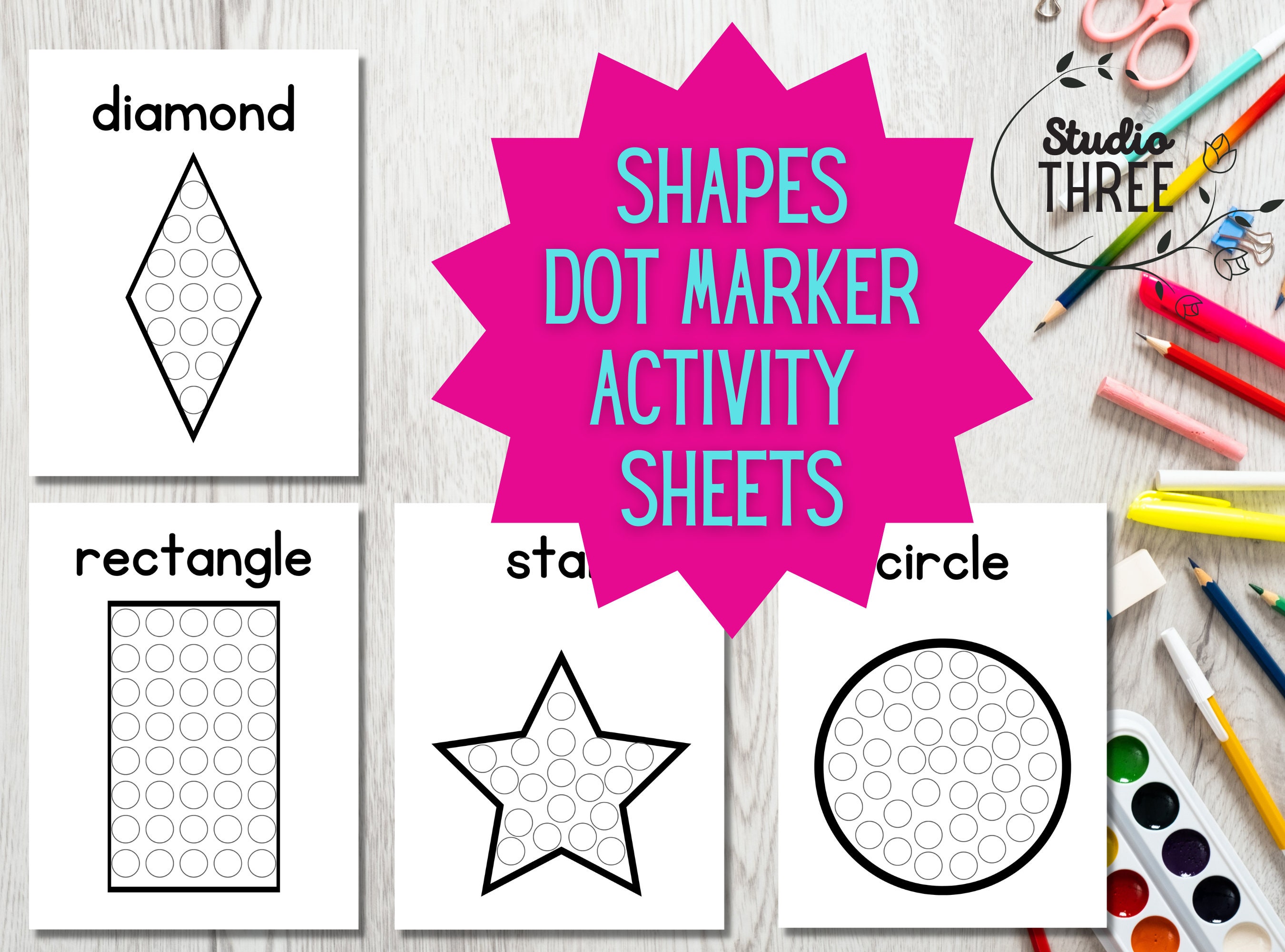 Shapes Dot Marker Activity Sheets - Preschool - Fine Motor Skills - Pre ...
