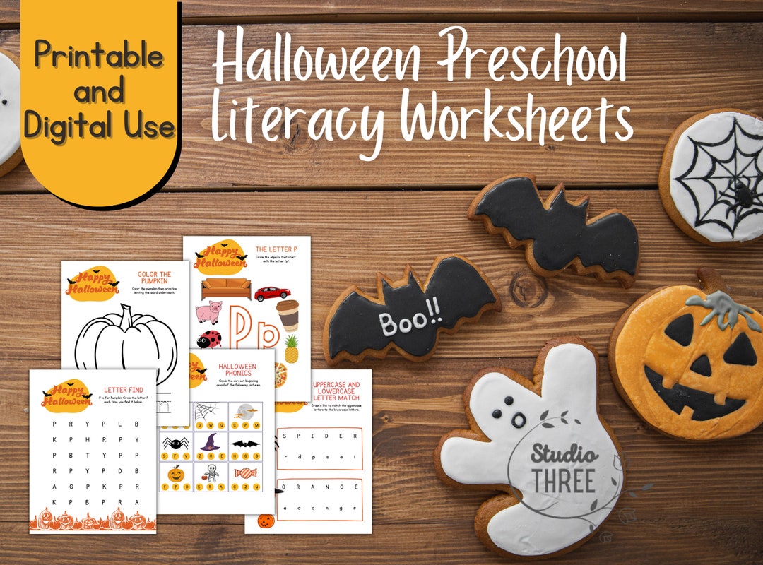 Halloween Preschool Literacy Worksheets ~ Printable ~ Digital ~ Print ...