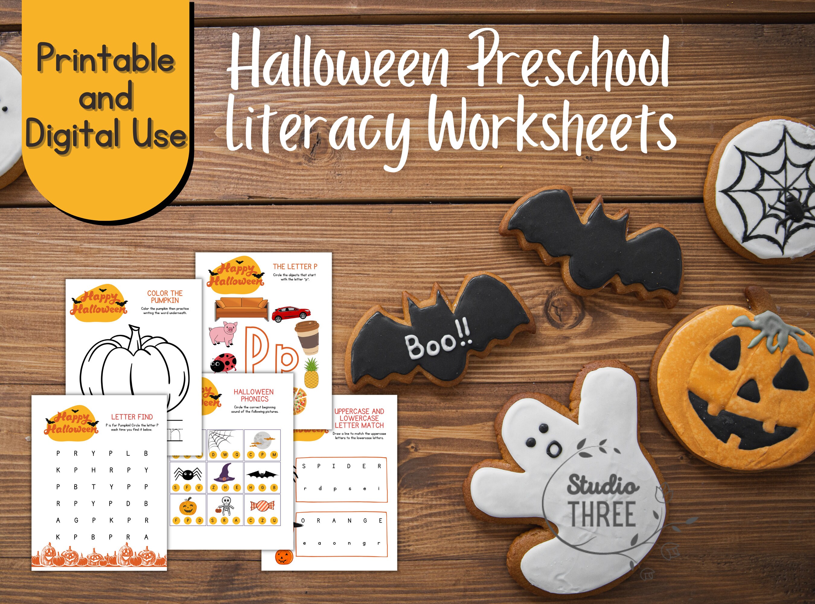 Halloween Preschool Literacy Worksheets ~ Printable ~ Digital ~ Print ...