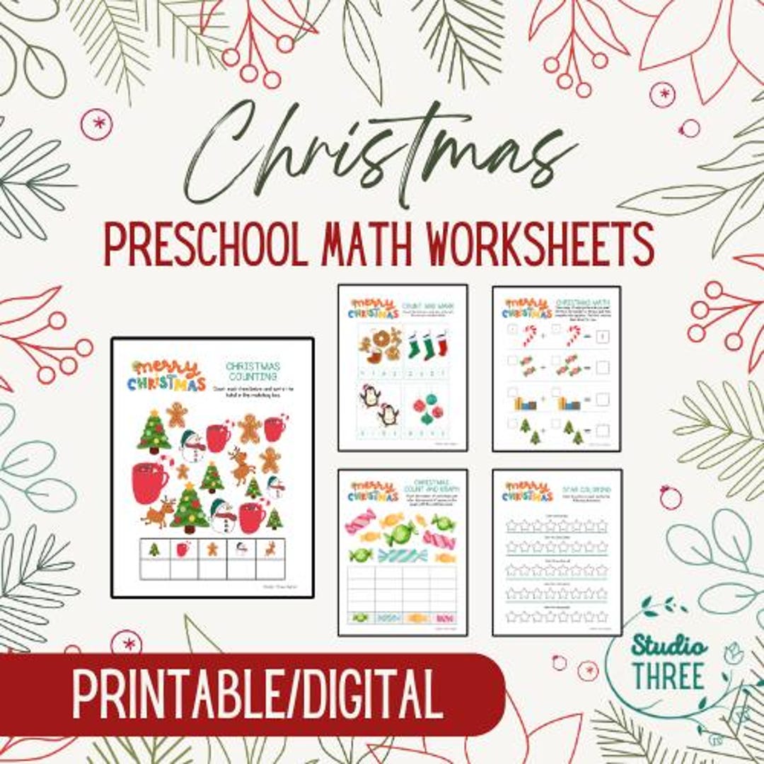 Christmas Preschool Math Worksheets ~ Printable ~ Digital ~ Print at ...