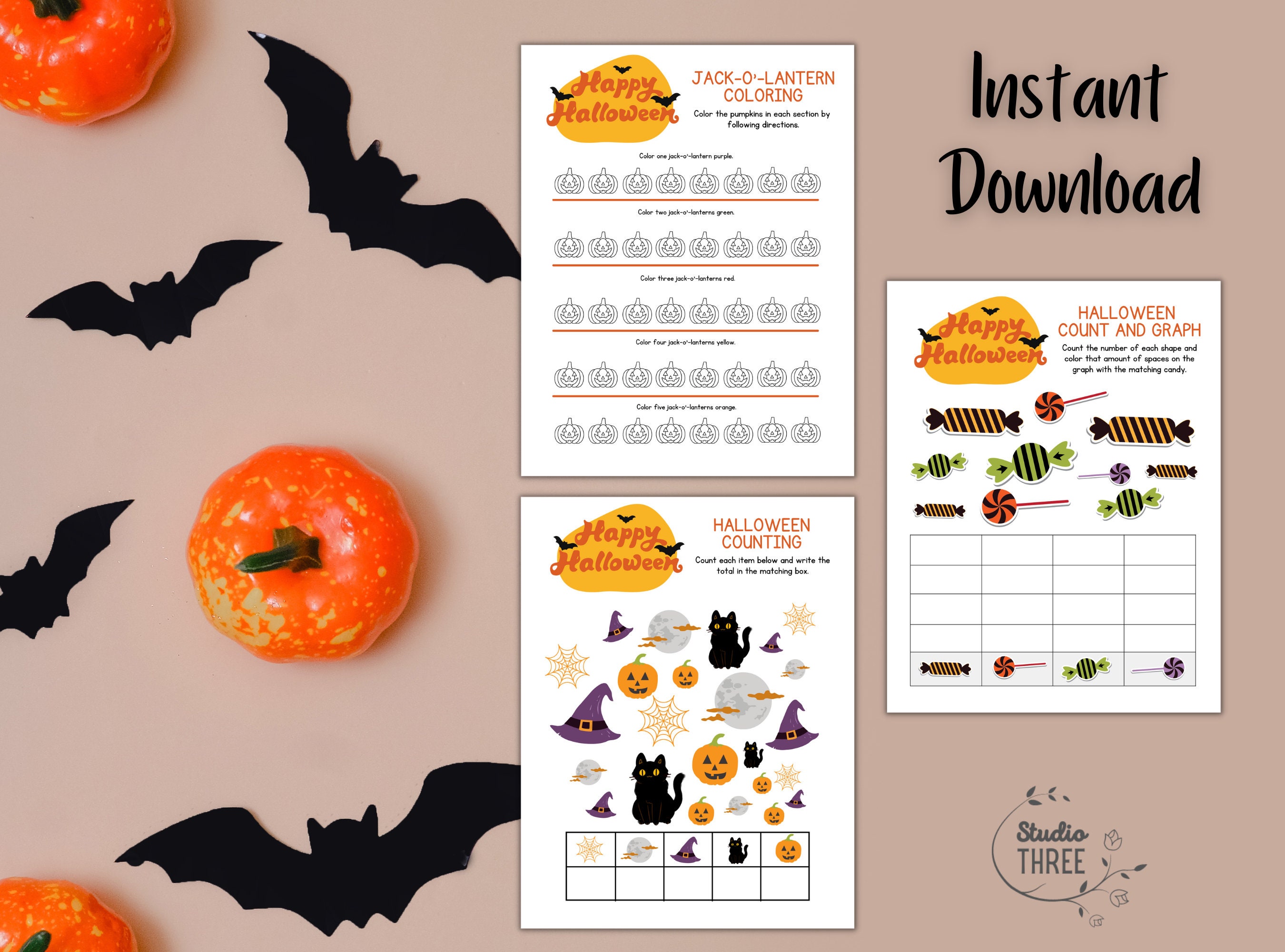 Halloween Preschool Math Worksheets ~ Printable ~ Digital ~ Print at ...