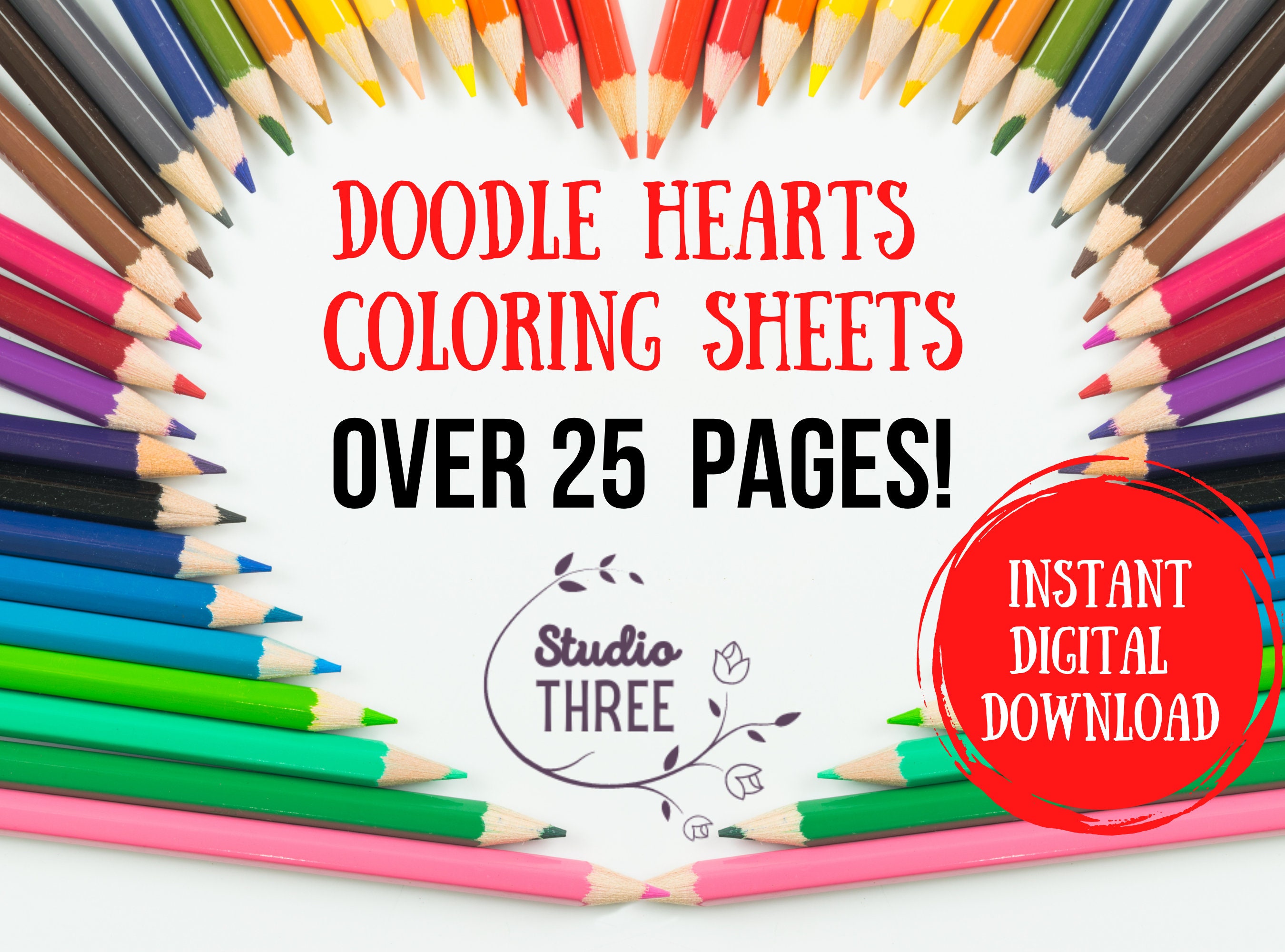 Doodle Heart Coloring Sheets - Etsy