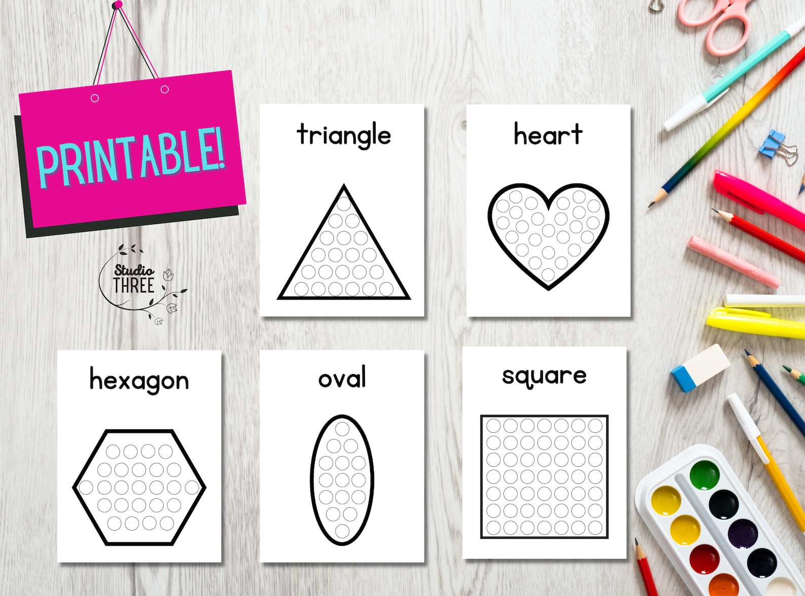 Shapes Dot Marker Activity Sheets - Preschool - Fine Motor Skills - Pre ...