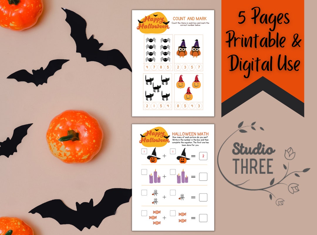 Halloween Preschool Math Worksheets ~ Printable ~ Digital ~ Print at ...