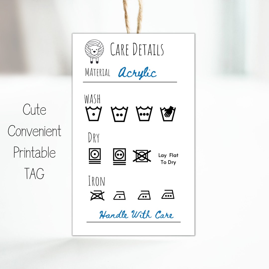 Printable CARE INSTRUCTION Label Knitted Product Care Tag Print at Home ...