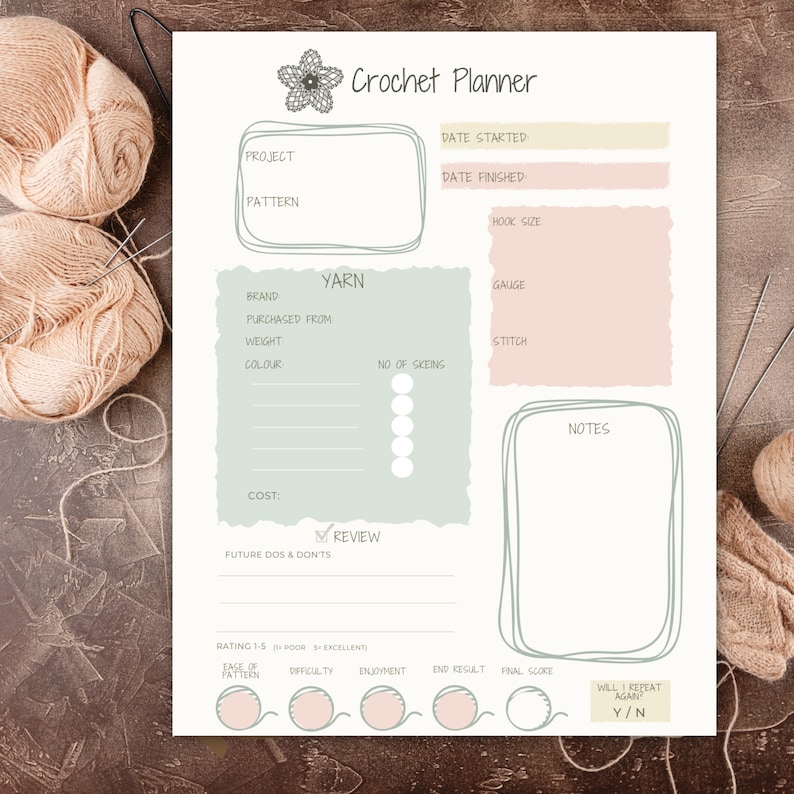 Boho Crochet Planner Page Digital Crochet Planner Printable Crochet ...