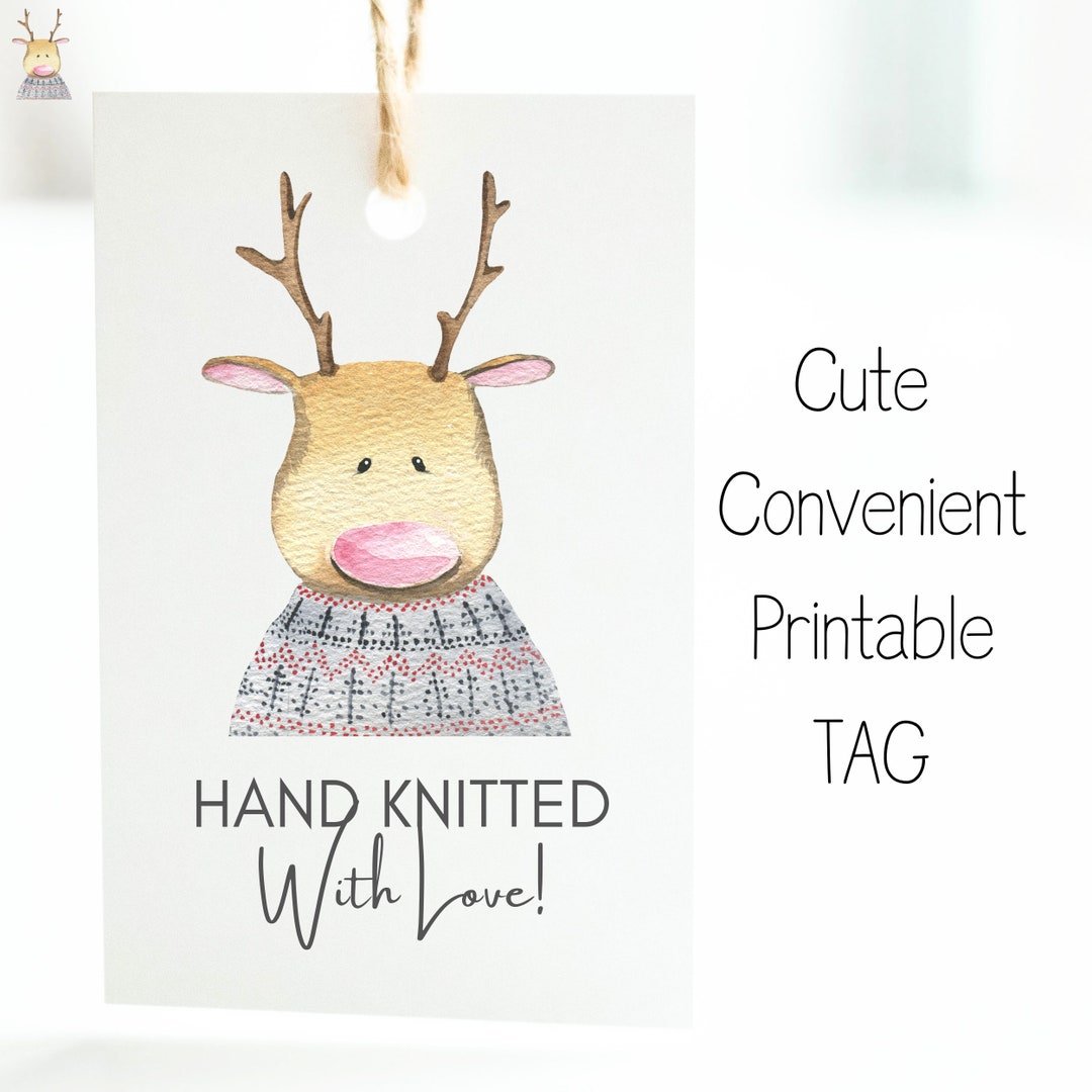 KNITTING Gift Tag Printable Hand Knitted With Love Knitting Tag Cute ...