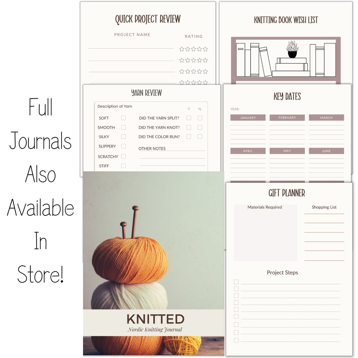 PRINTABLE Knitting Planner Page for Knitting Project Planner Boho ...