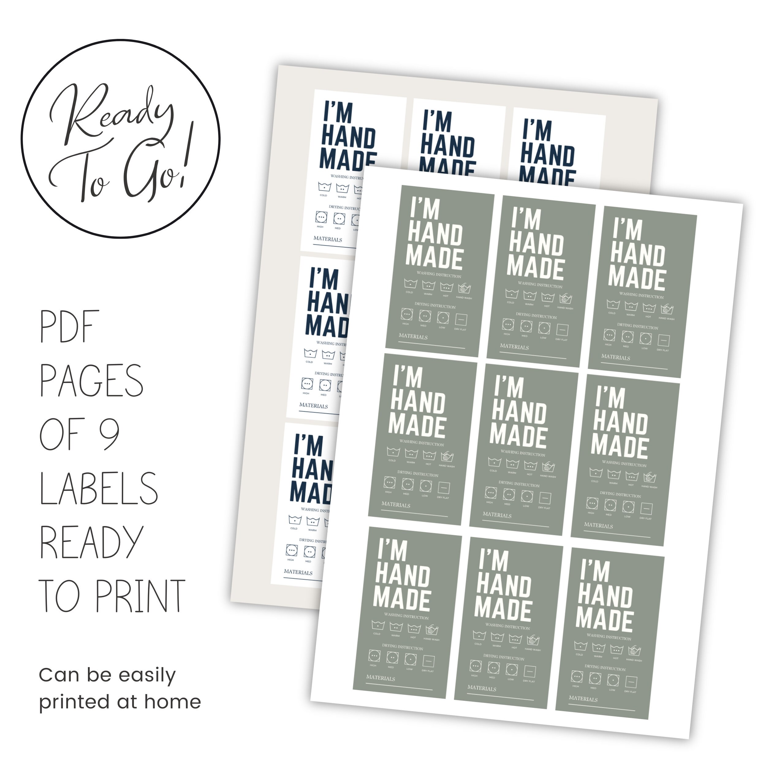 PRINTABLE WASHING Instruction Tags Care Labels Print at Home I'm ...