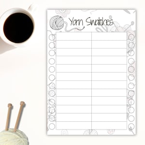 Yarn Stash Inventory Yarn Swatch Card Printable Knitting Planner Pages ...