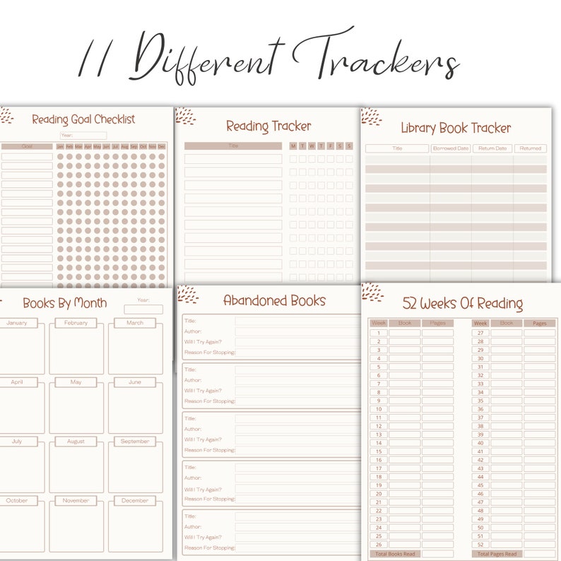 Boho Reading Planner Printable Reading Journal Downloadable Reading ...