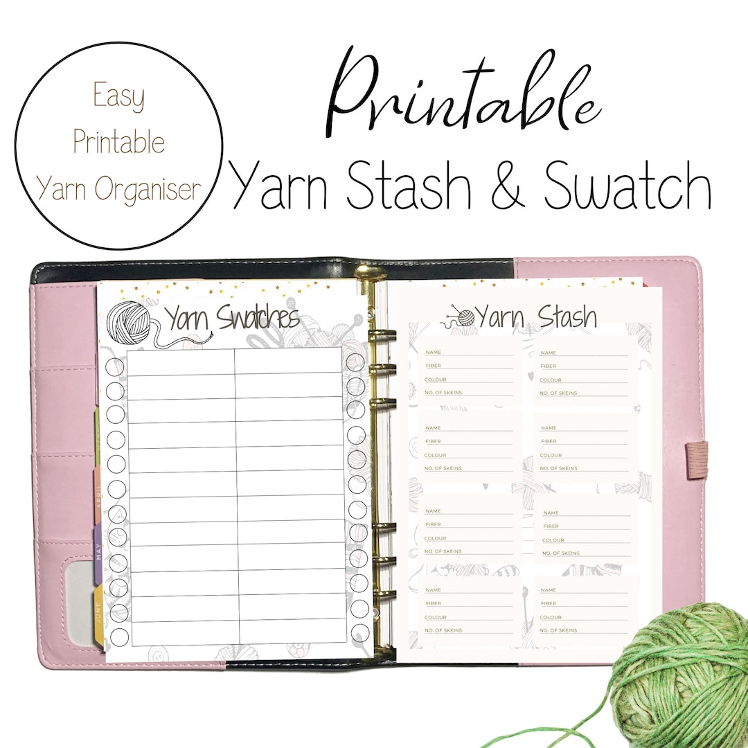 Yarn Stash Inventory Yarn Swatch Card Printable Knitting Planner Pages ...