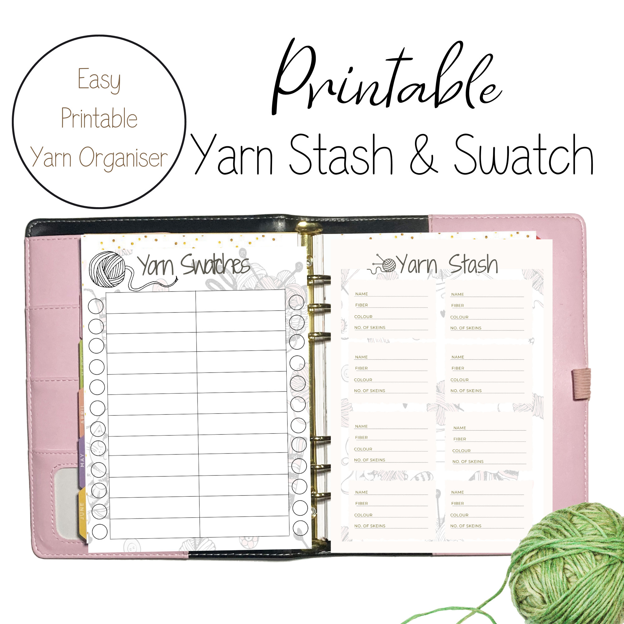 Yarn Stash Inventory Yarn Swatch Card Printable Knitting Planner Pages ...