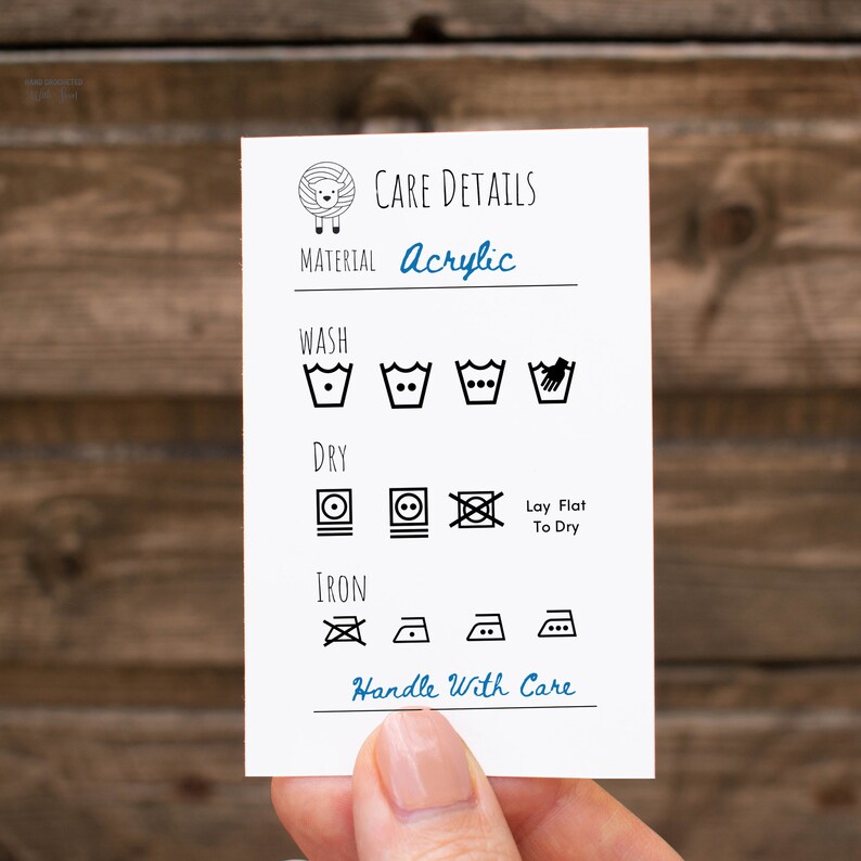 Printable CARE INSTRUCTION Label Knitted Product Care Tag Print at Home ...