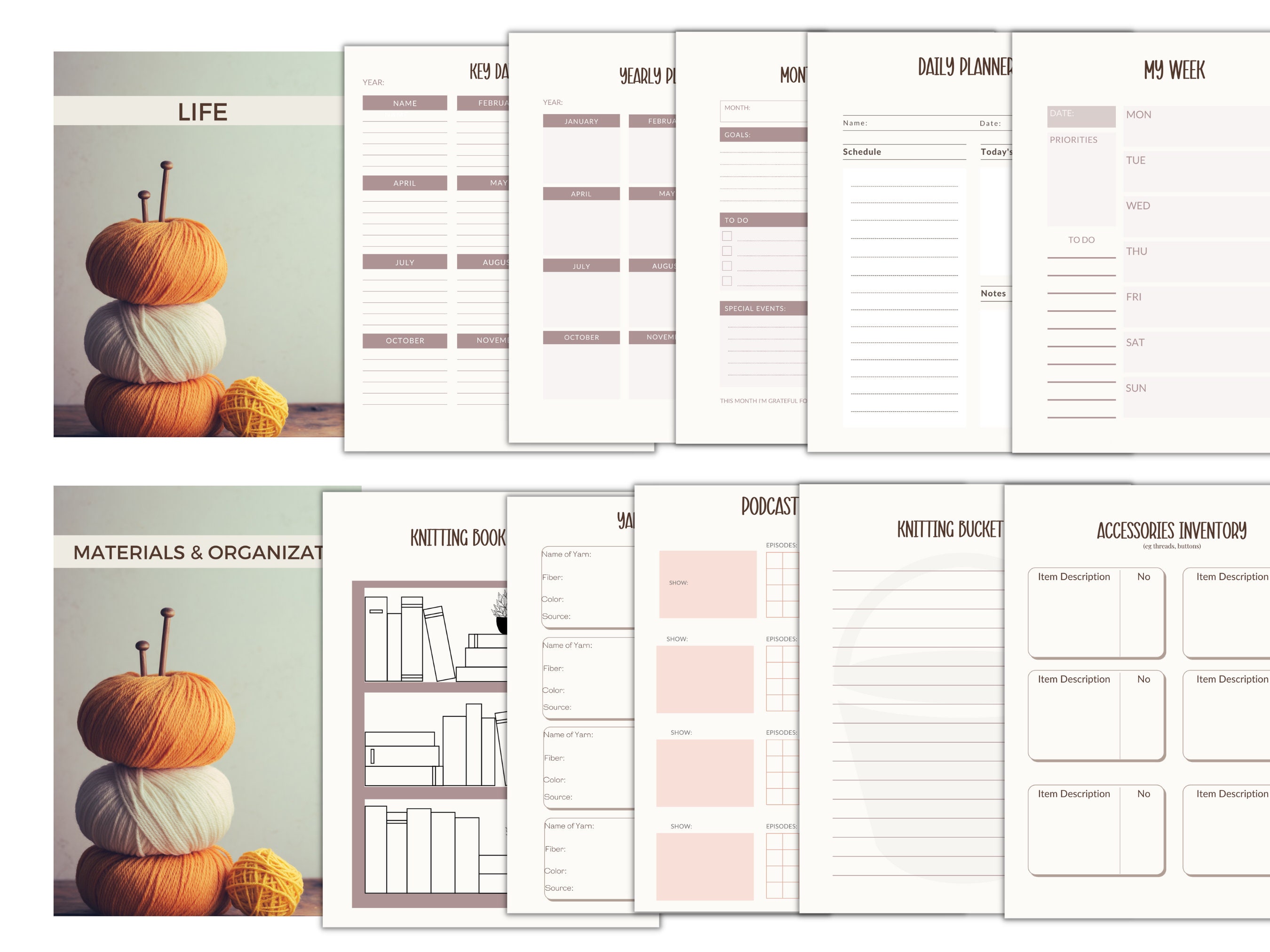 PRINTABLE KNITTING Planner Knitting Journal Download Nordic Knitting ...