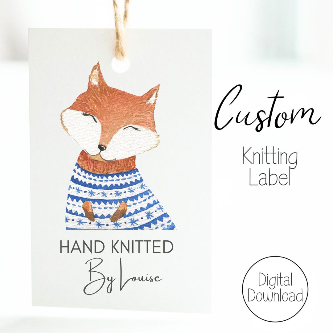 Custom KNITTING Gift Tag Personalized Printable Hand Knitted With Love ...