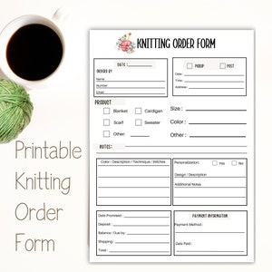 KNITTING ORDER Form Printable Knitting Business Order Form Knitting ...