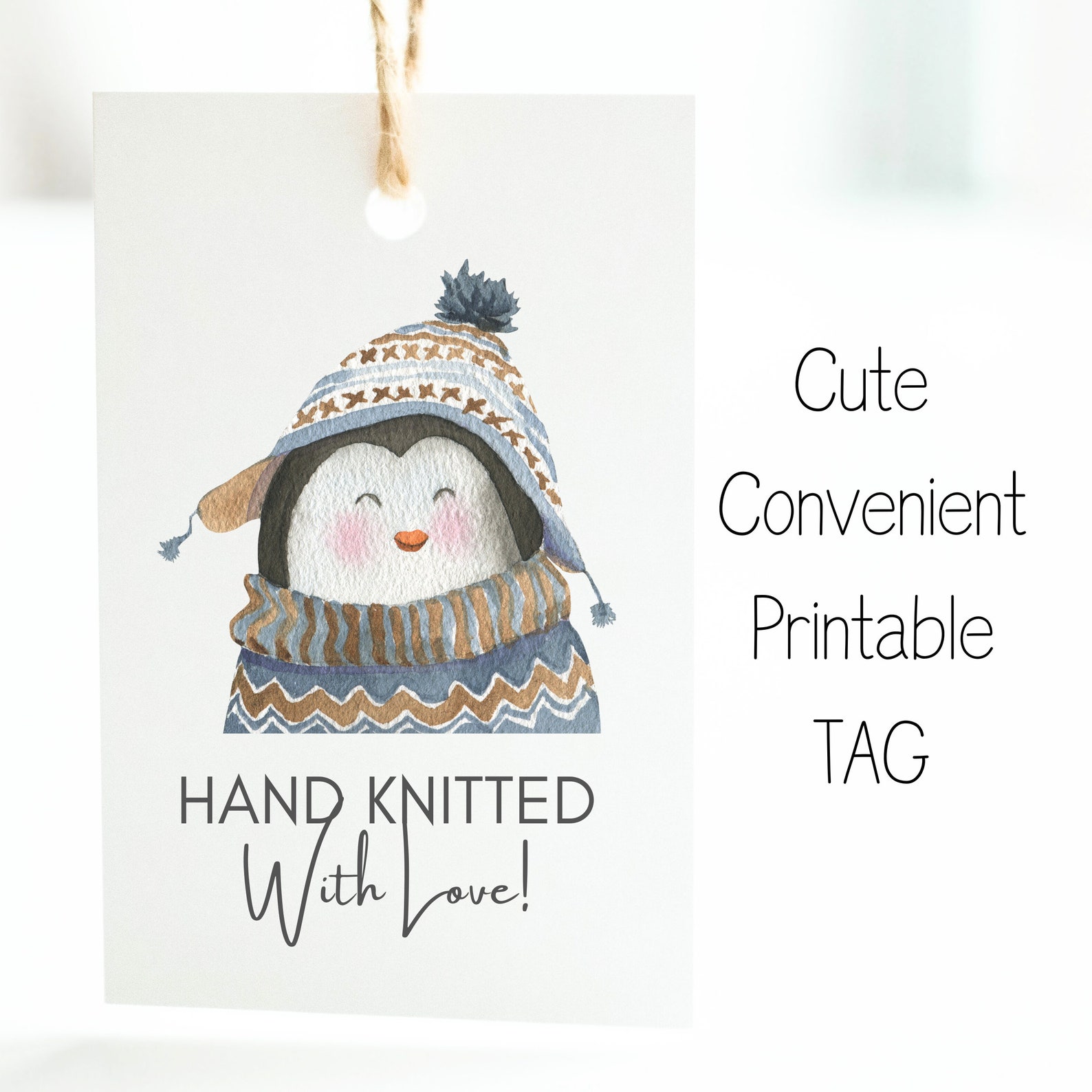 KNITTING Gift Tag Printable Hand Knitted With Love Knitting Tag Water ...