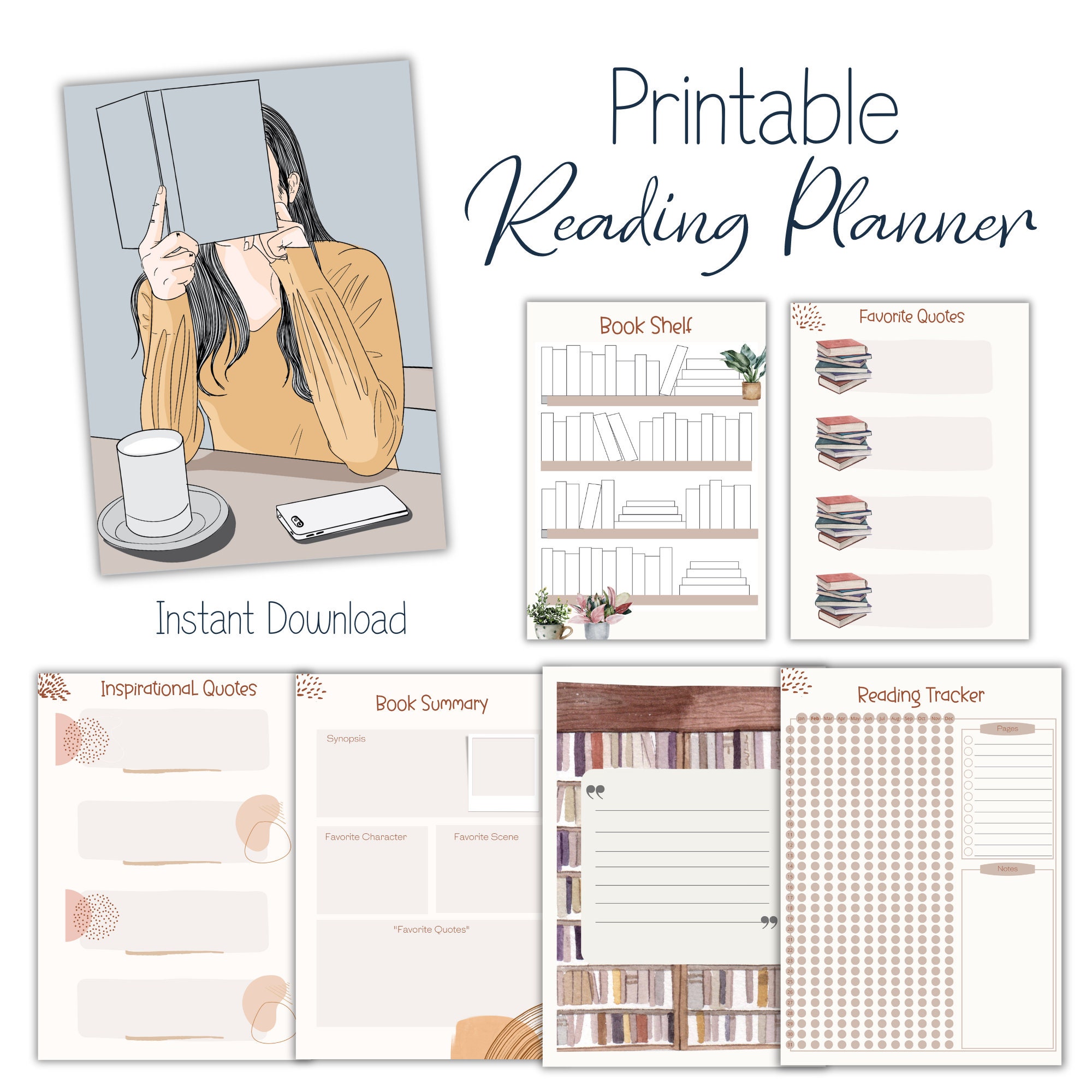 READING Planner Printable Reading Journal Boho Reading Diary Just A ...