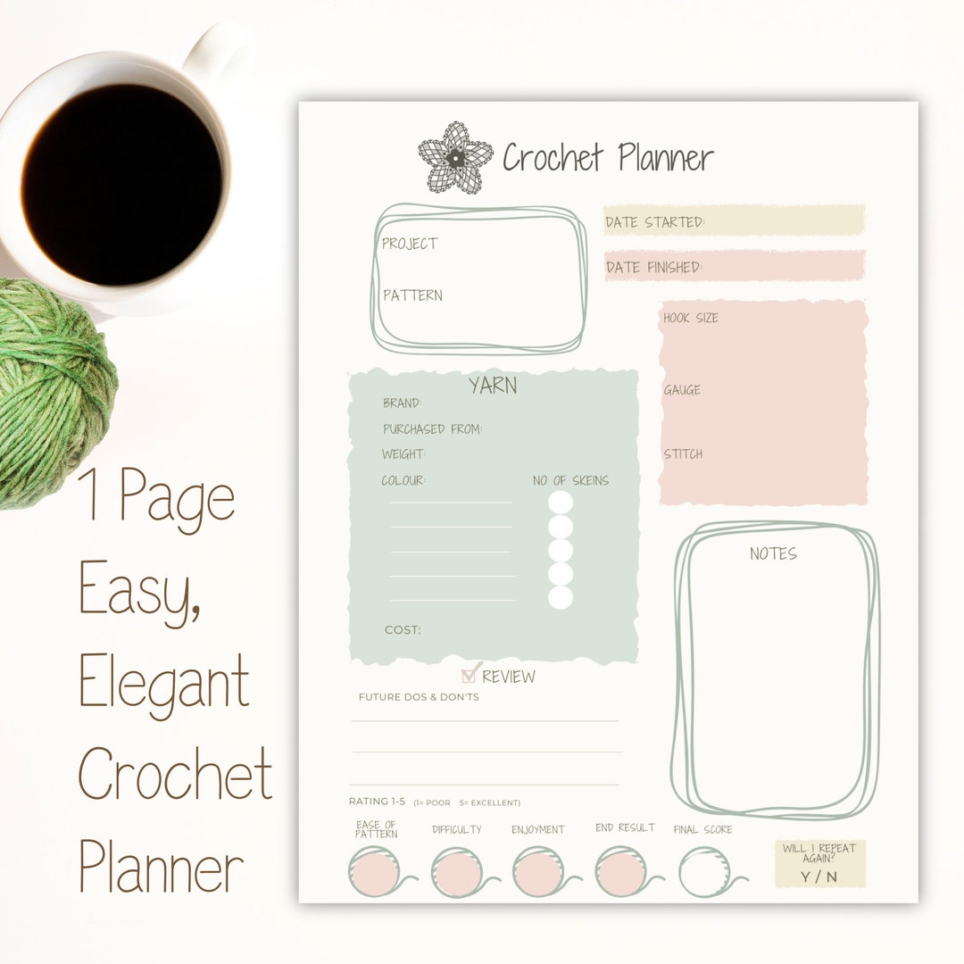 Boho Crochet Planner Page Digital Crochet Planner Printable Crochet ...