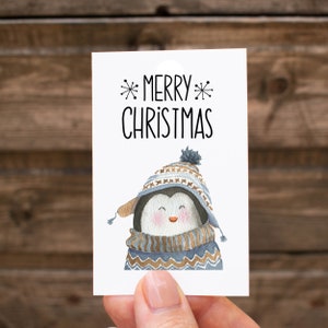 Printable Christmas Tag Printable Penguin Christmas Label Watercolor ...