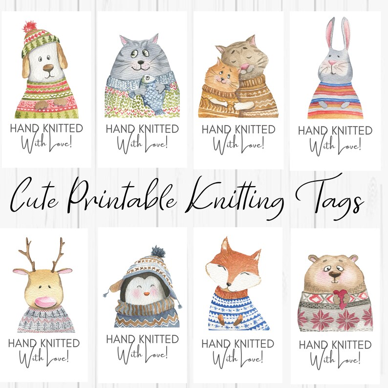 KNITTING Gift Tag Printable Hand Knitted With Love Knitting Tag Water ...
