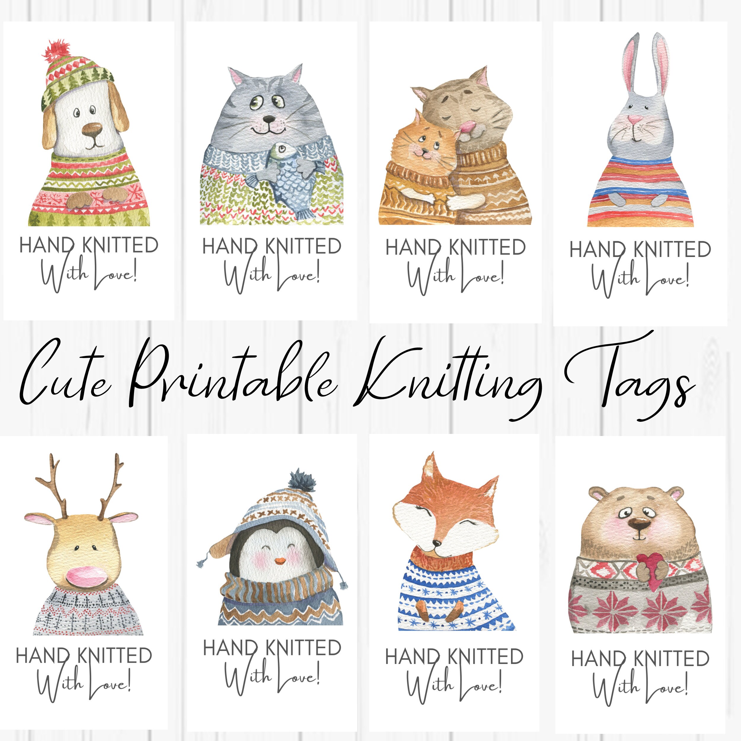 KNITTING Gift Tag Printable Hand Knitted With Love Knitting Tag Water ...