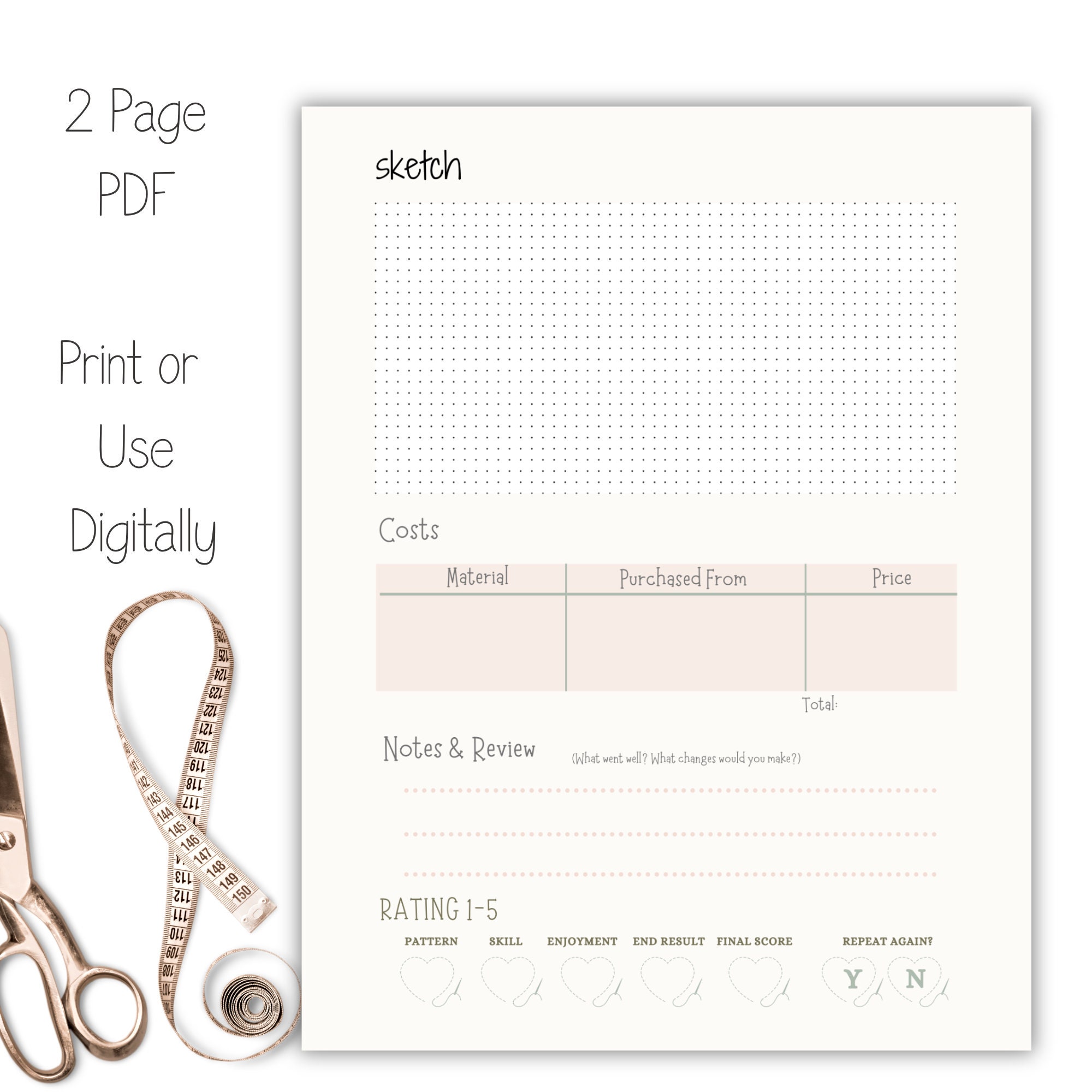 SEWING PLANNER Printable Sewing Planner Create Your Own Sewing Journal ...