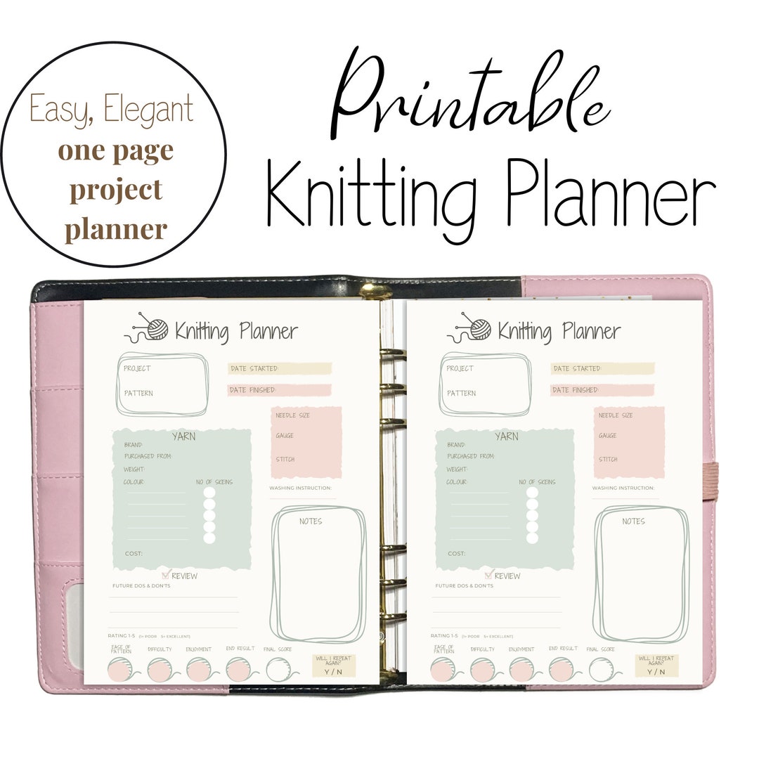 PRINTABLE Knitting Planner Page for Knitting Project Planner Boho ...