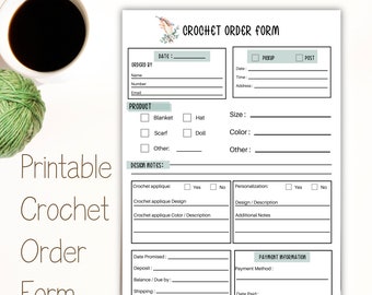 KNITTING ORDER Form Printable Knitting Business Order Form Knitting ...