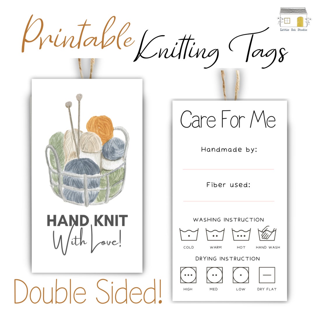 KNITTING Product Tags Printable Hand Knit With Love Knitting Label ...