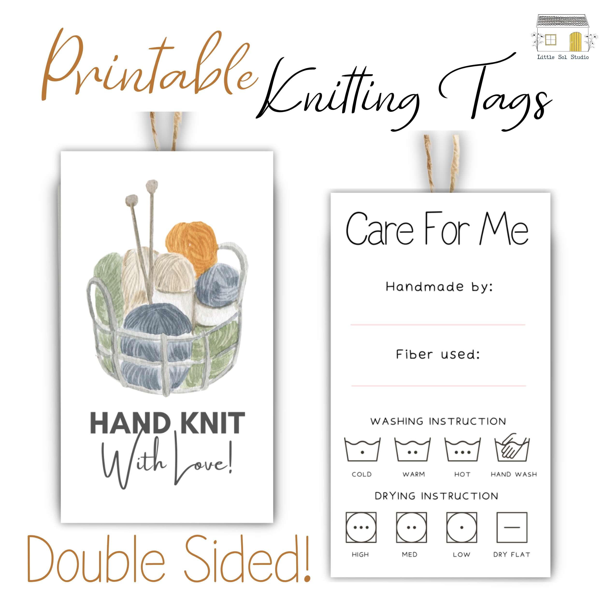 KNITTING Product Tags Printable Hand Knit With Love Knitting Label ...