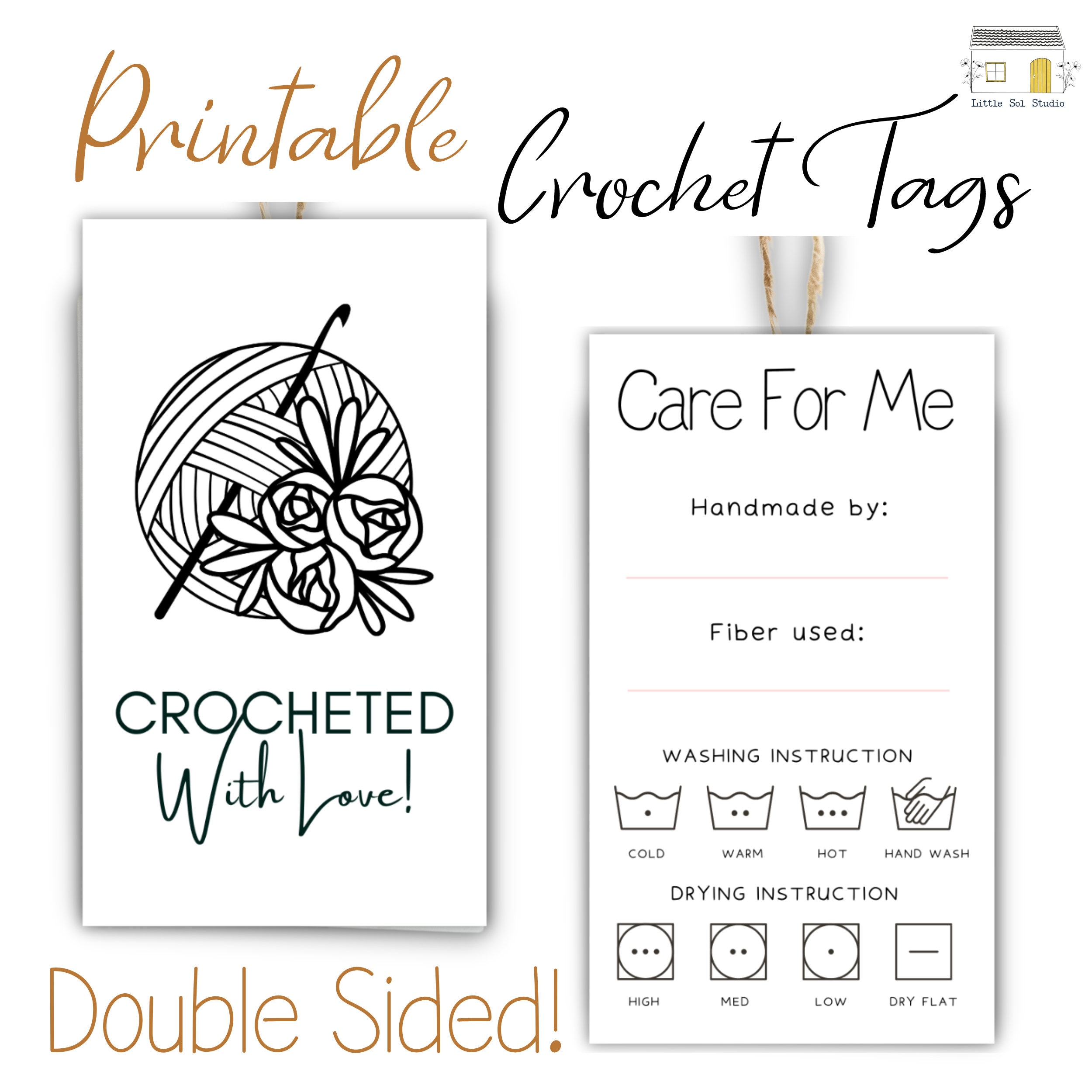 CROCHET Product Tags Printable Hand Crocheted With Love Crochet Label ...