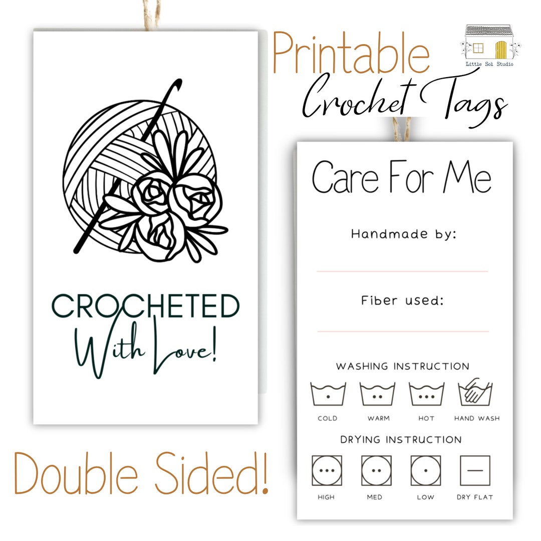CROCHET Product Tags Printable Hand Crocheted With Love Crochet Label ...