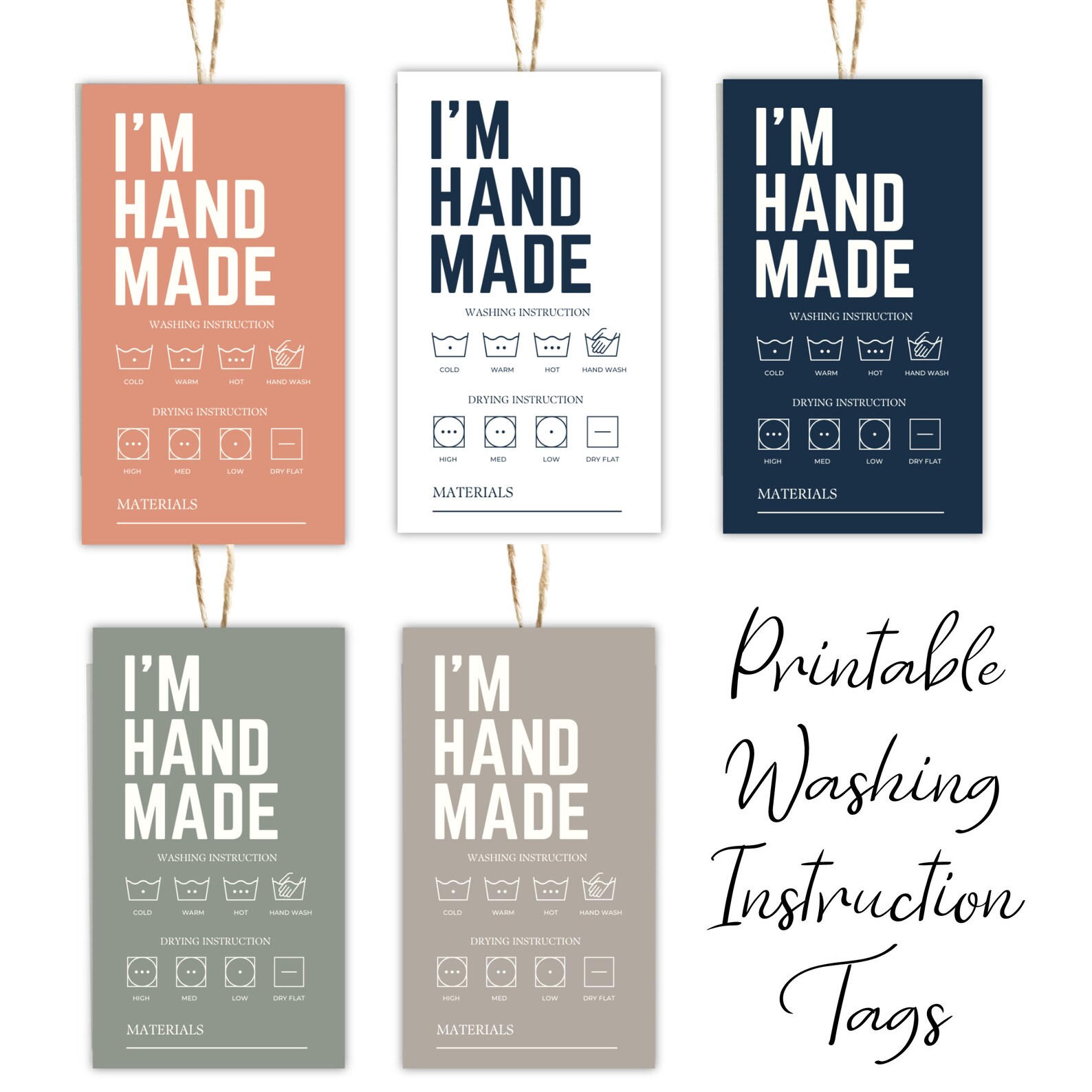 PRINTABLE WASHING Instruction Tags Care Labels Print at Home I'm ...