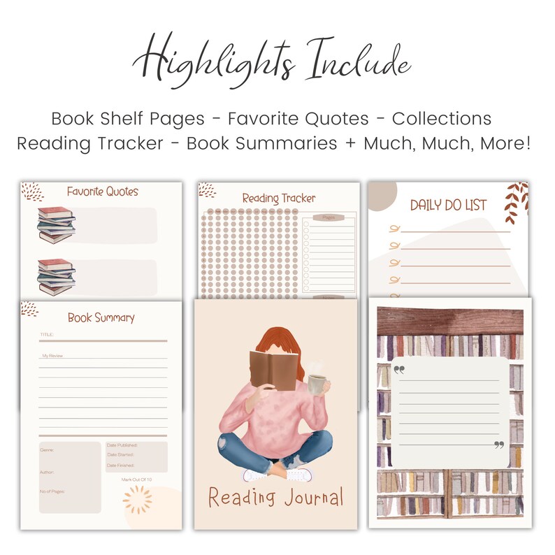 Boho Reading Planner Printable Reading Journal Downloadable Reading ...