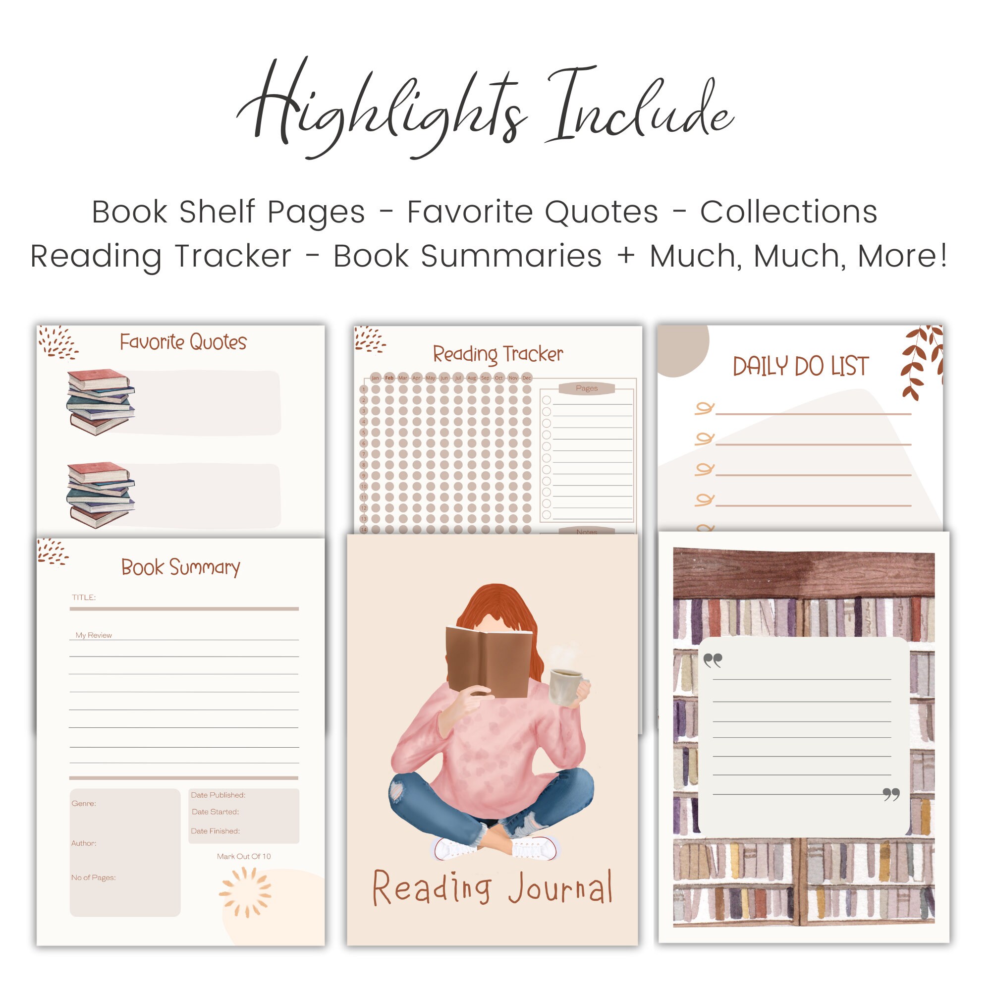 READING Planner Printable Reading Journal Boho Reading Diary Just A ...