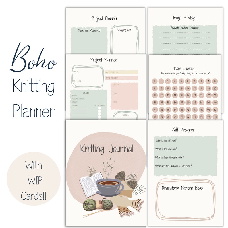 Knitting Planner Printable Knitting Planner Boho Knitting Journal ...