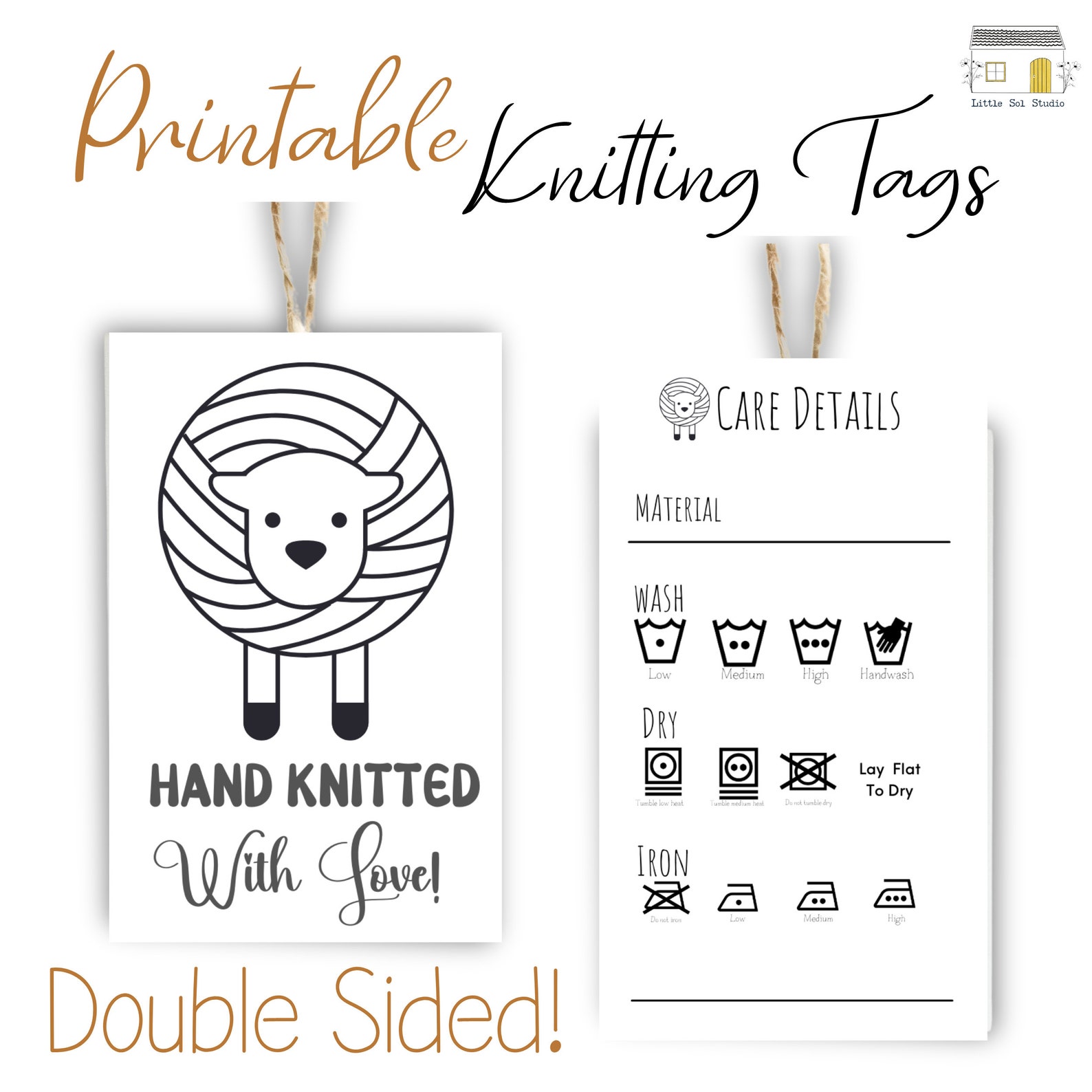 KNITTING Product Tag Printable Hand Knitted With Love Knitting Label ...