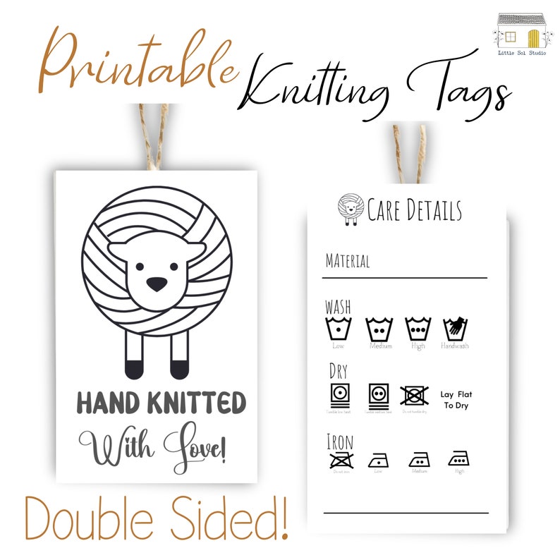 KNITTING Product Tag Printable Hand Knitted With Love Knitting Label ...