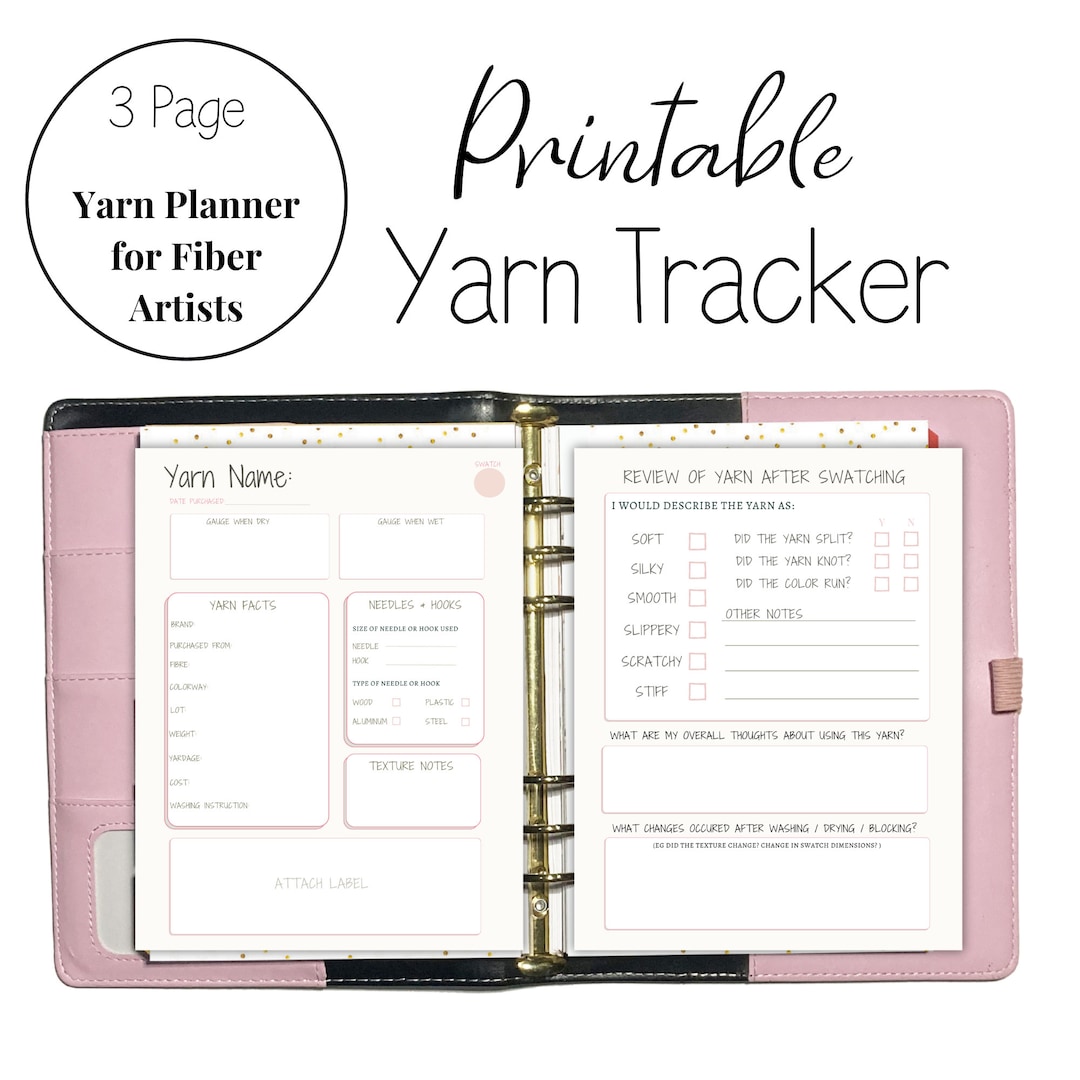 YARN PLANNER Yarn Stash Inventory Yarn Tracker Card Printable Yarn ...
