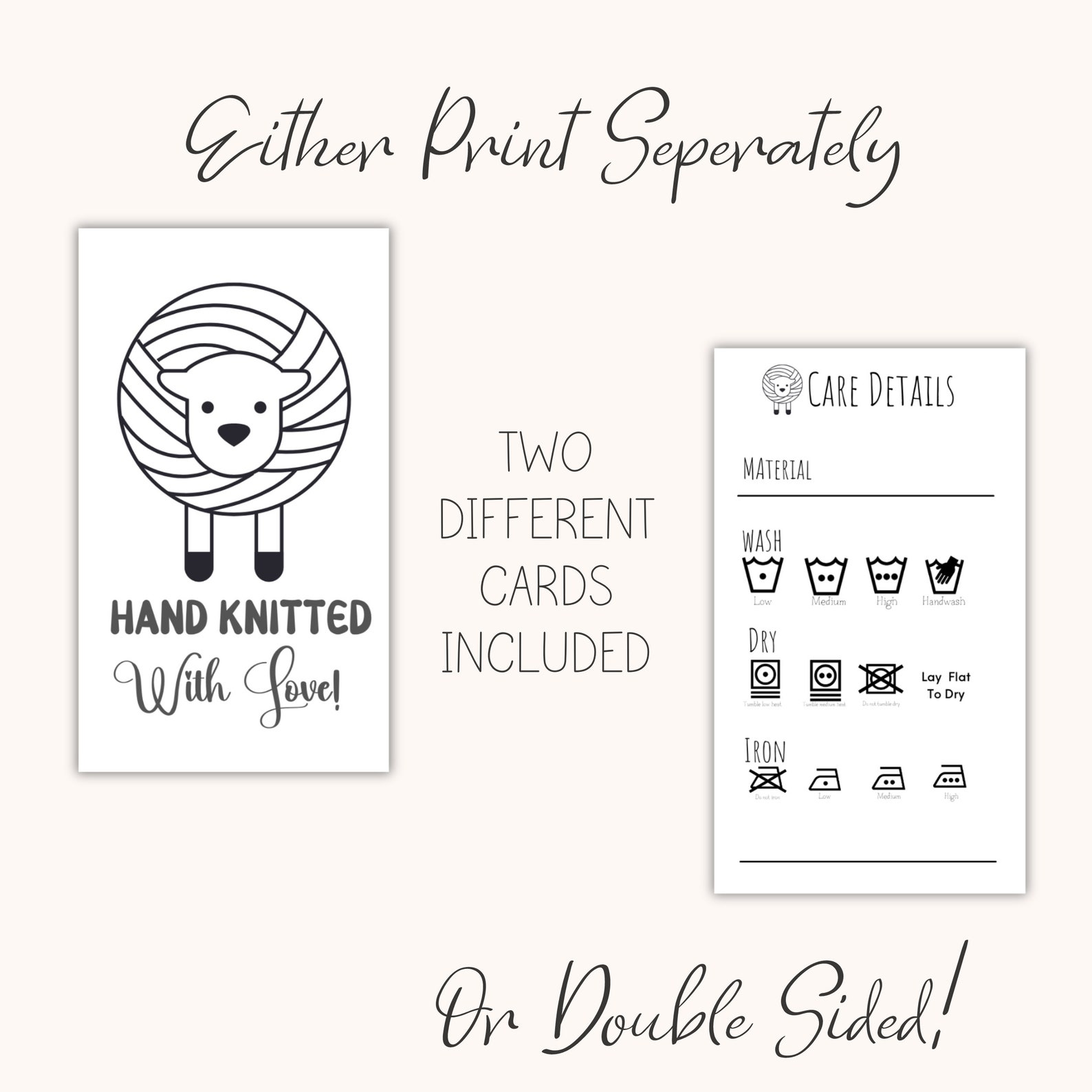 KNITTING Product Tag Printable Hand Knitted With Love Knitting Label ...