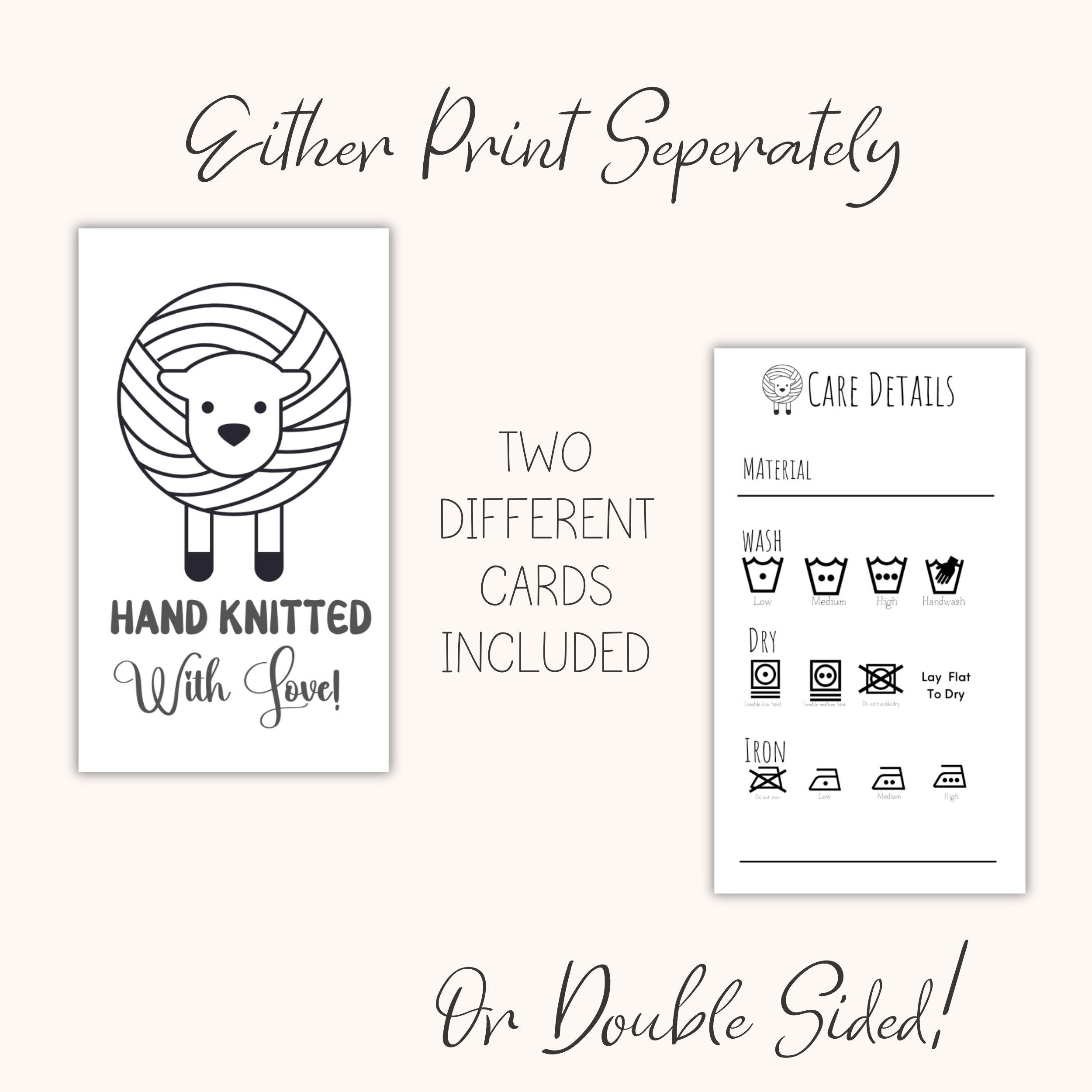 KNITTING Product Tag Printable Hand Knitted With Love Knitting Label ...