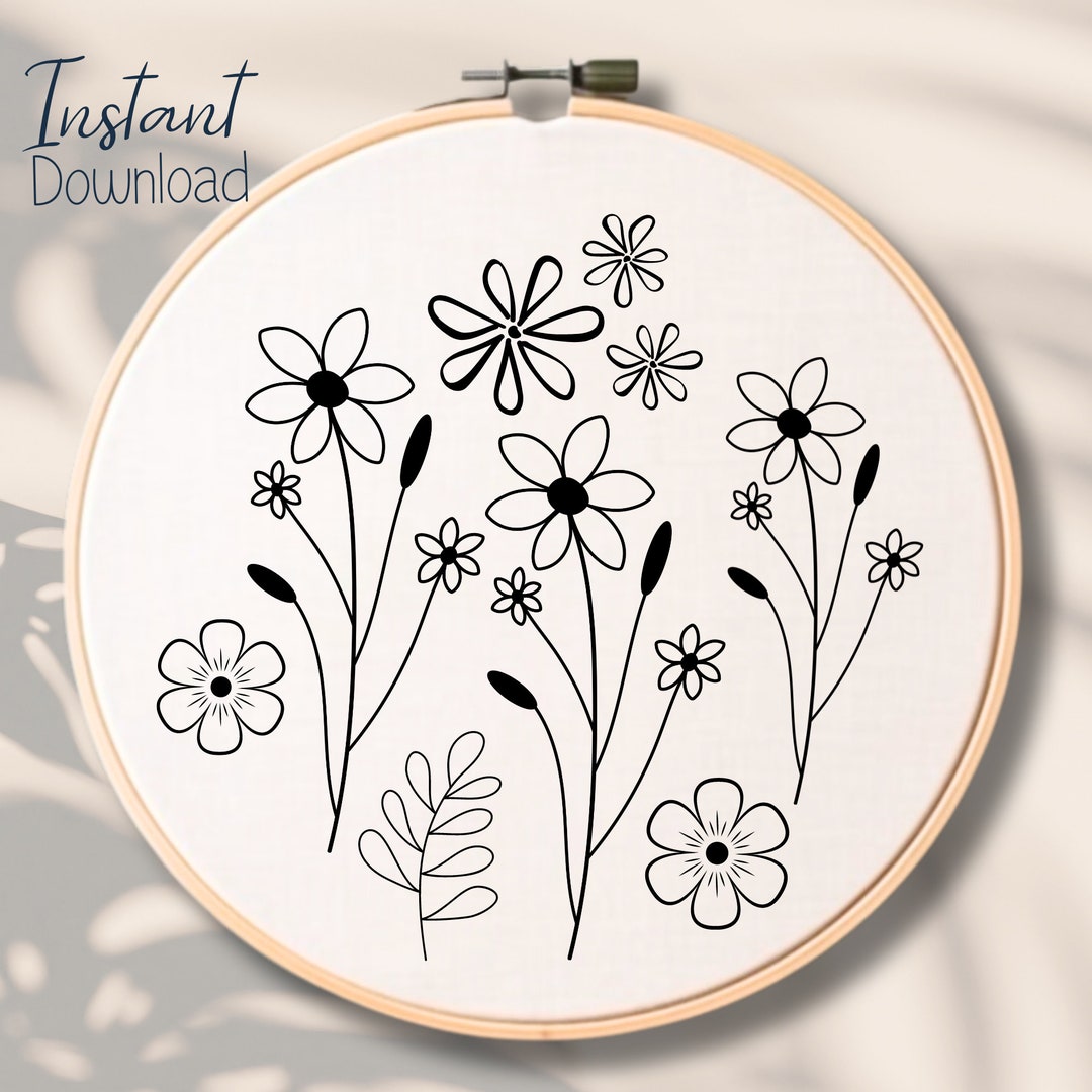 Easy Spring Flowers Hand Embroidery PDF Printable Wild Flower ...